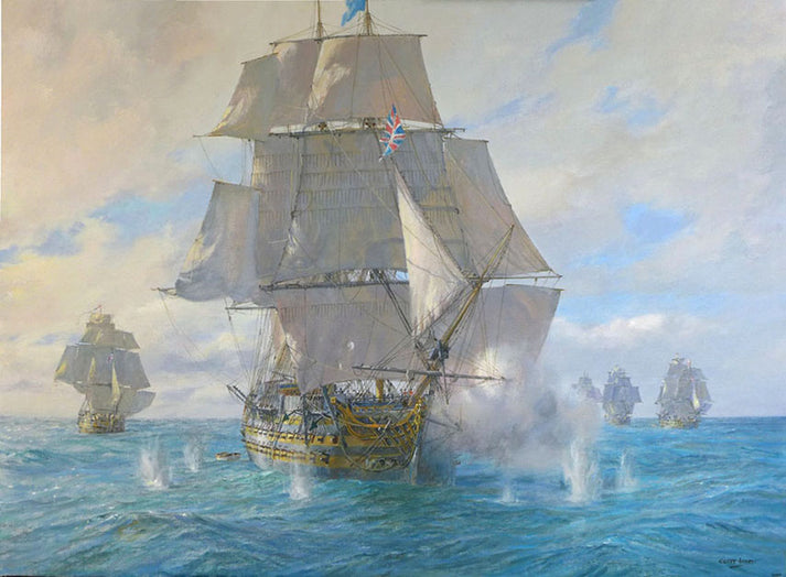 First to the Enemy Line - Oil on canvas by Geoff Hunt RSMA. – Art Marine